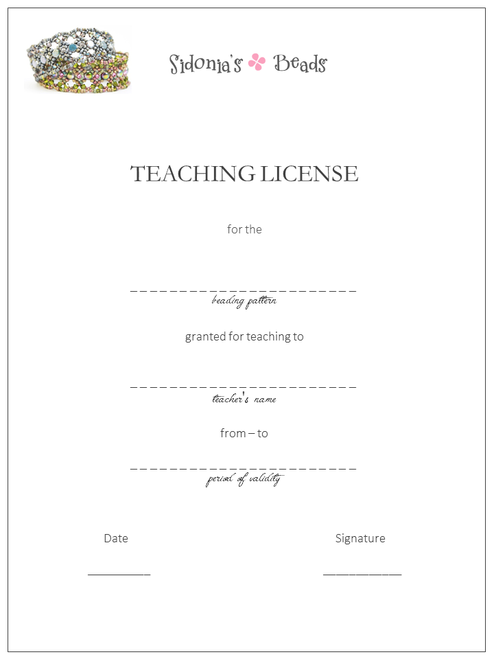 Teaching License For Sidonia s Beads Beading Designs teaching-license-for-sidonia-s-beads-beading-designs
